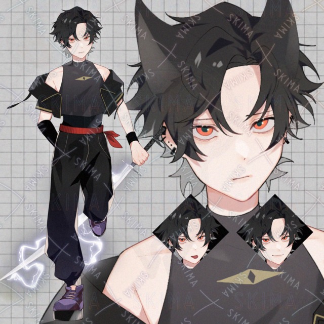 黒髪少年 装飾差分付き | SKIMA（スキマ）