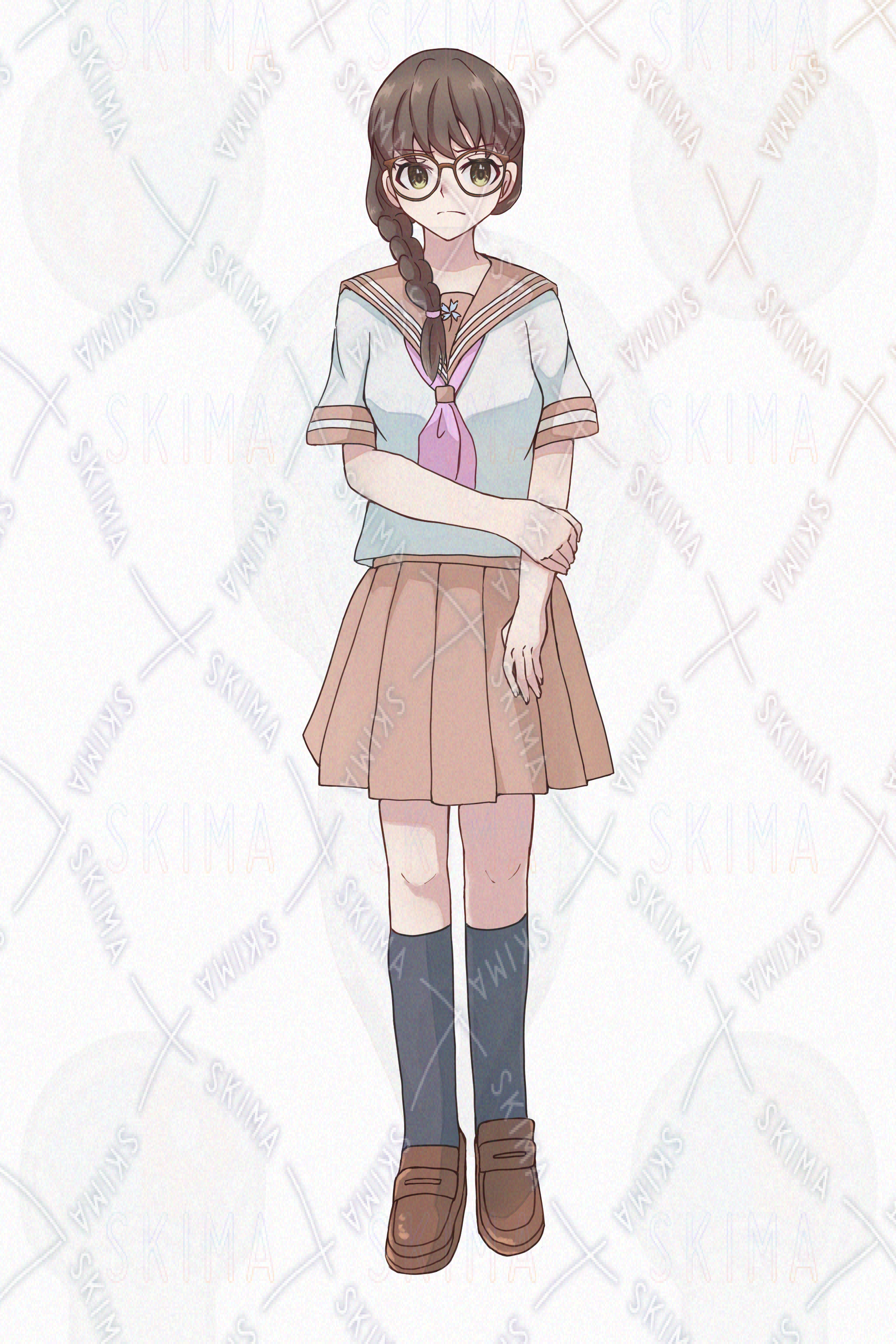 【表情8種】三つ編み眼鏡の女の子【立ち絵】 | SKIMA（スキマ）