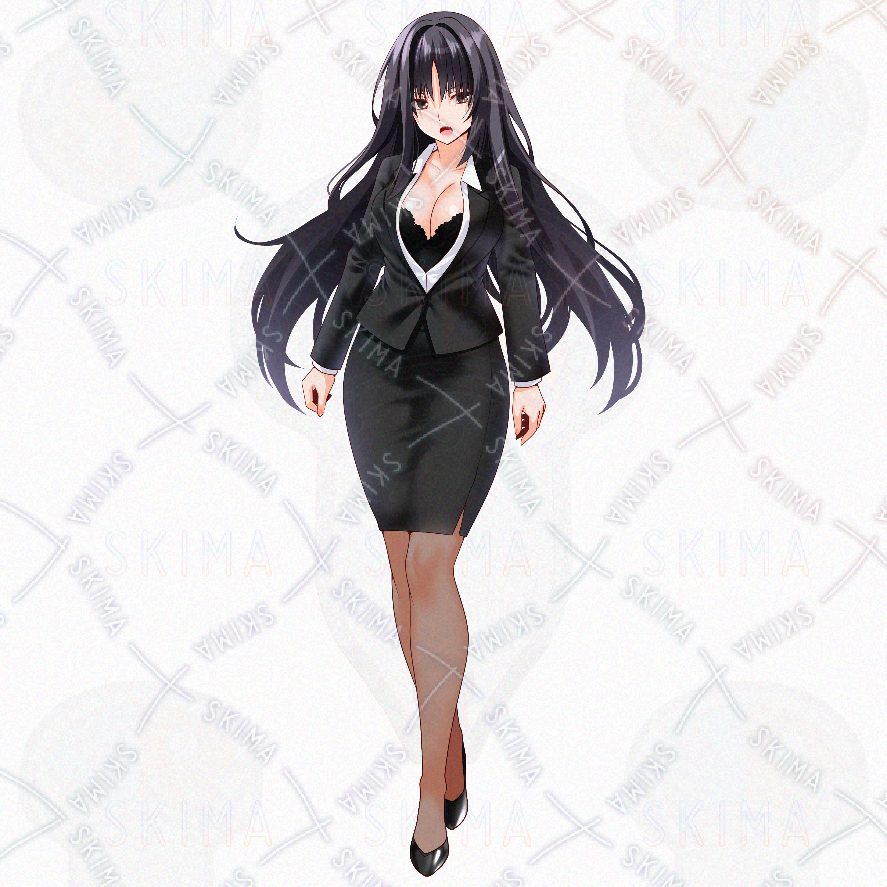 【表情10種】黒髪スーツ女性 | SKIMA（スキマ）