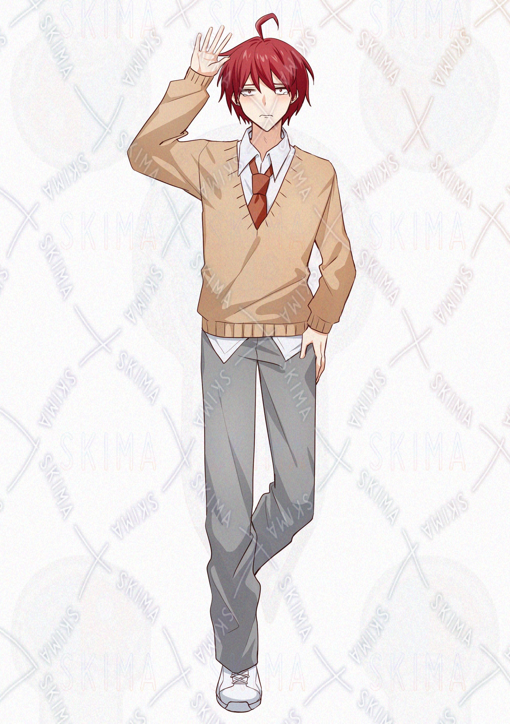 【表情差分5種】赤髪の男子高校生 | SKIMA（スキマ）