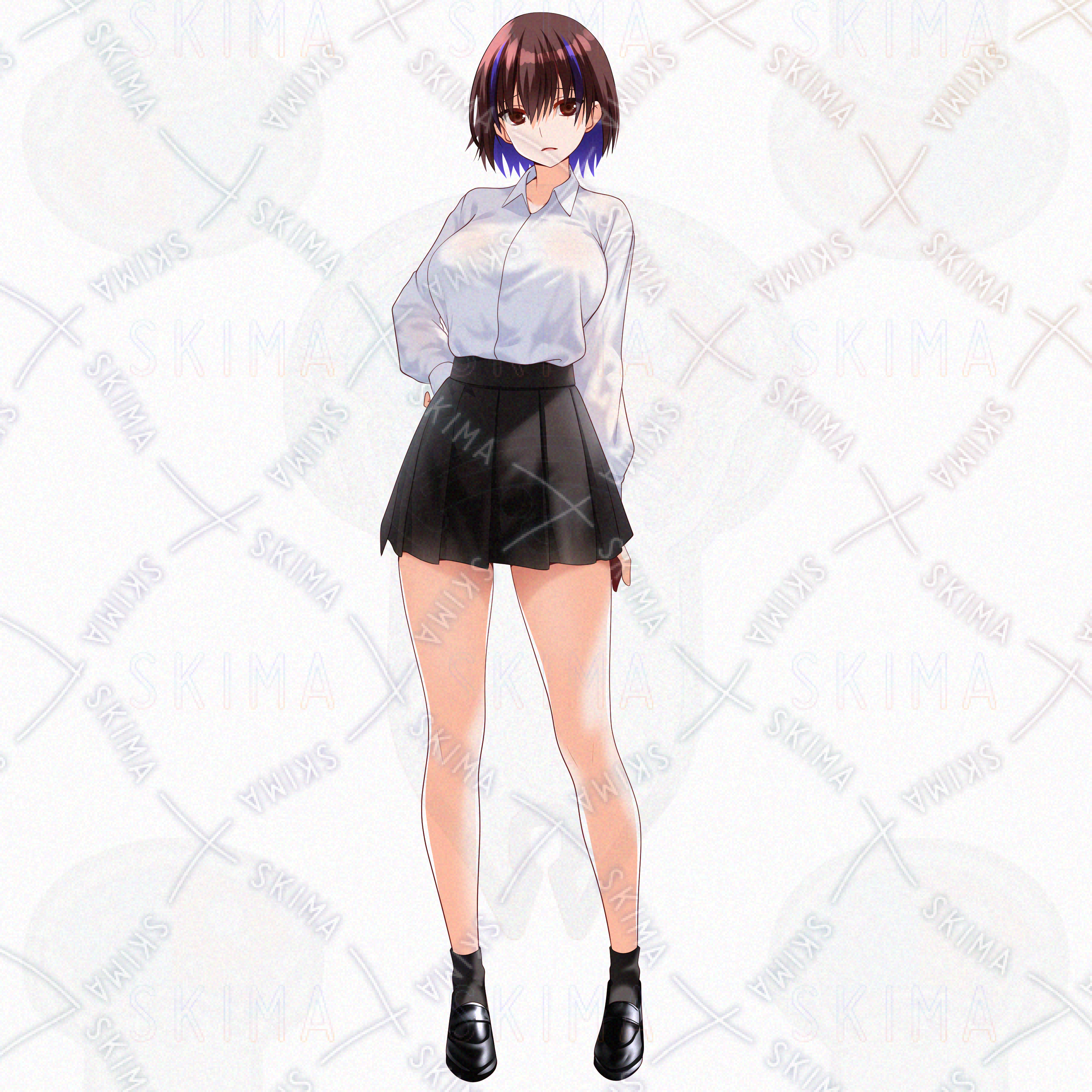 【表情9種】長袖ミニスカ差分あり短髪少女 | SKIMA（スキマ）