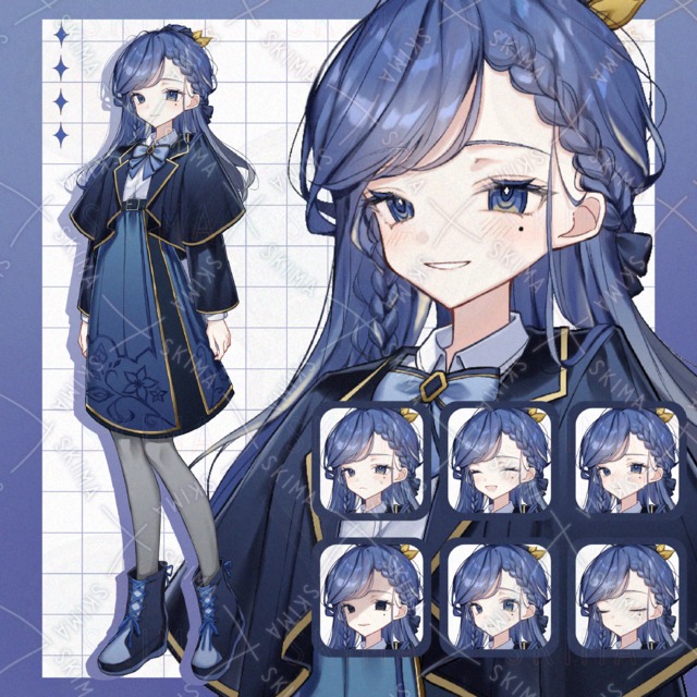 【表情10種】青黒基調の女性キャラ Adpt | SKIMA（スキマ）