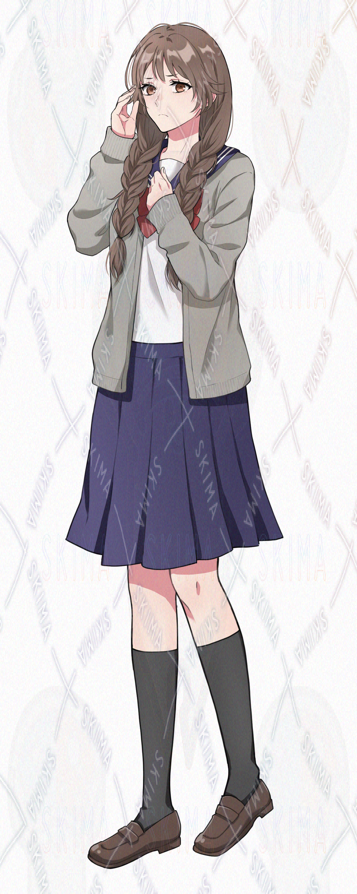 セーラー服の女の子立ち絵 表情7種+眼鏡2種 | SKIMA（スキマ）