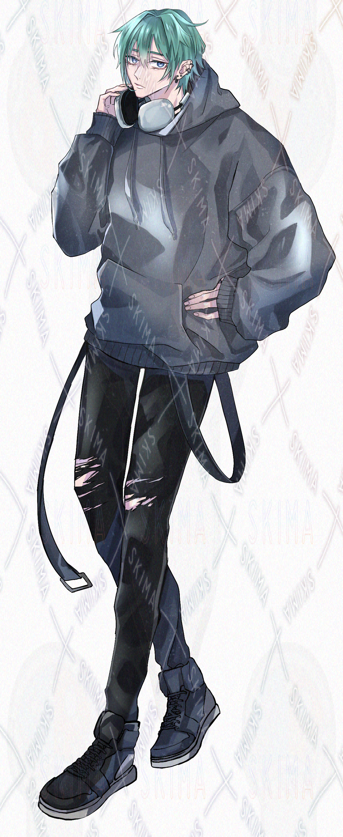 ヘッドホンをつけた中性的キャラ【表情10種】 | SKIMA（スキマ）