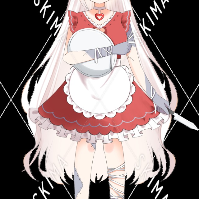 【表情差分6種類】白髪ゾンビメイドの女の子 スキマ イラスト依頼・キャラ販売ならskima
