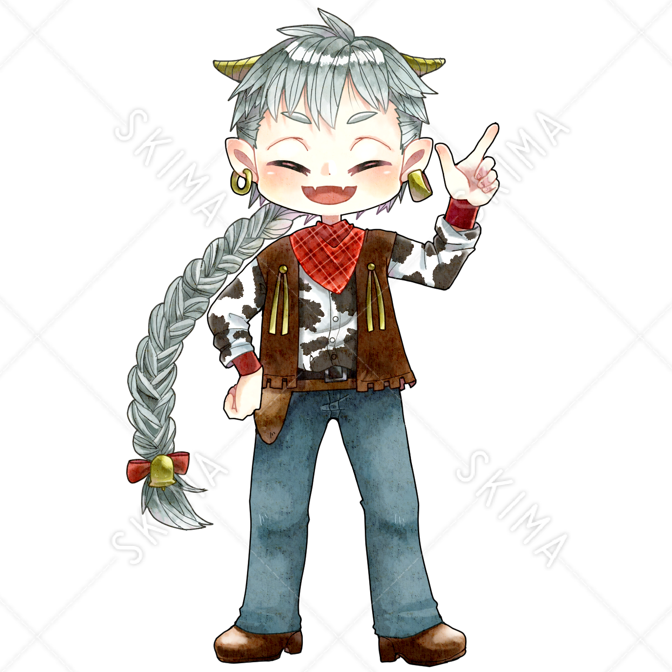 牛少年のカウボーイ姿（表情差分有/背景透過） | SKIMA（スキマ）