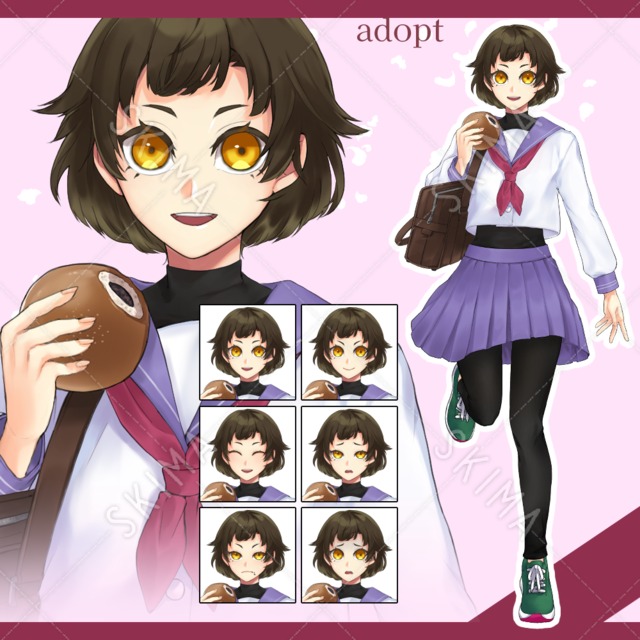 【adopt】表情差分5種／女子高生 | スキマ - イラスト依頼・キャラ販売ならSKIMA