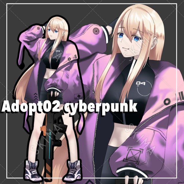 adopt02 サイバーパンク風な女の子 | スキマ - イラスト依頼・opt販売ならSKIMA