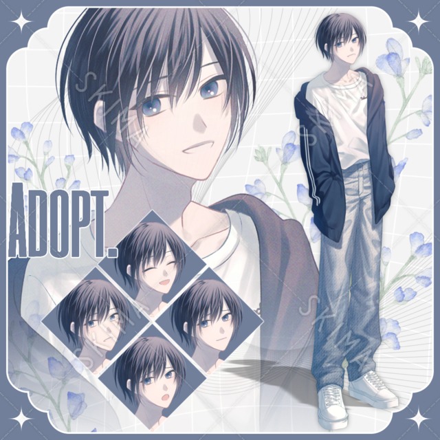 【adopt.20】パーカーの青年【表情差分10種】 | スキマ - イラスト依頼・opt販売ならSKIMA