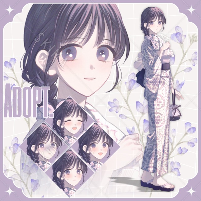 【adopt.19】浴衣の少女【表情差分10種】 | スキマ - イラスト依頼・opt販売ならSKIMA