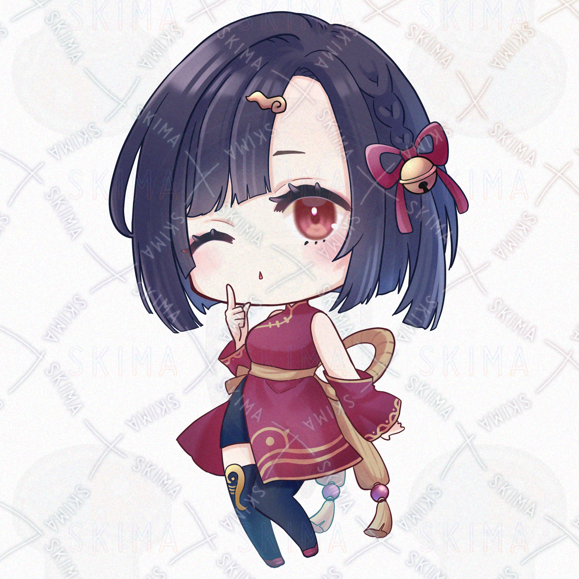 【商用利用OK】チャイナ服黒髪女の子【ミニキャラ】 | SKIMA（スキマ）