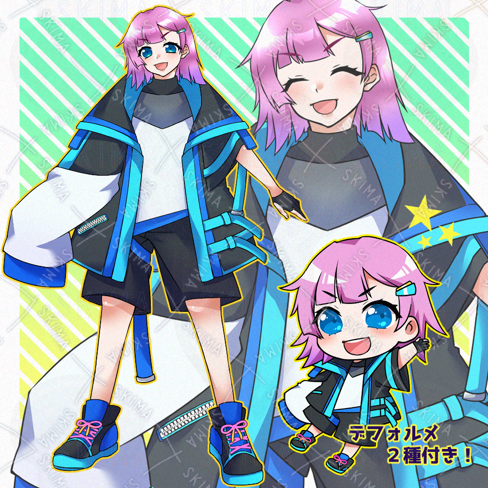 【IRIAM対応】サイバーパンクな女の子＋SDイラスト | SKIMA（スキマ）