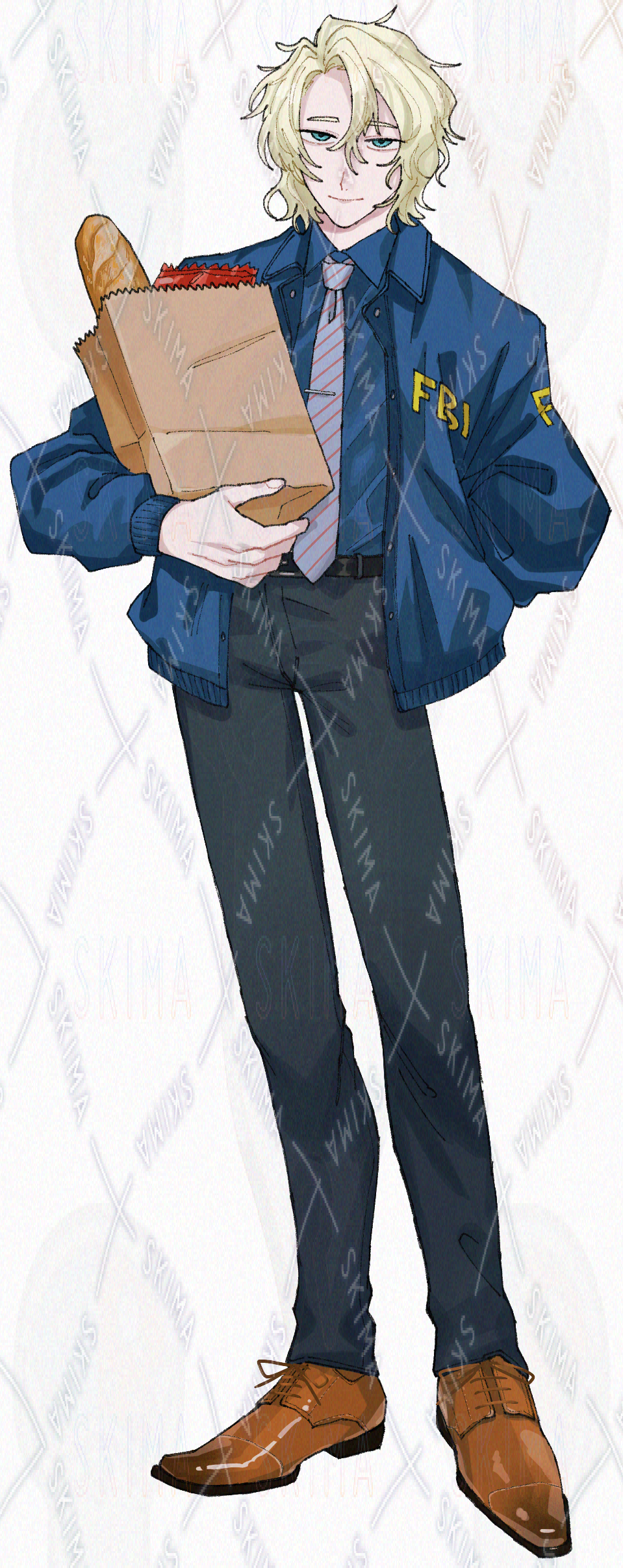 【表情差分8種】FBIのジャケットを着た金髪青目男性 | SKIMA（スキマ）